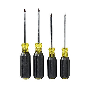 Klein Tools 85664 Screwdriver Set, Square Recess with Color Coded Handles and Heat Treated, Chrome Plated Shafts, 4-Piece