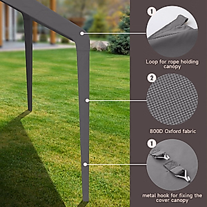 GOTRUTH Canopy Replacement Cover, Carport Replacement Canopy, 800D Oxford Waterproof & UV Protected Tarp with Ball Bungees (Frame is not Included) (Gray, 12x20)