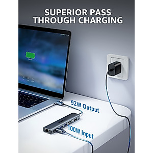 Bundle-2 Items: USB B 2.0 to USB C Printer Cable 6.6 FT, 7-in-1 USB-C Hub Multiport Adapter USB3.0 5Gbps Date Ports