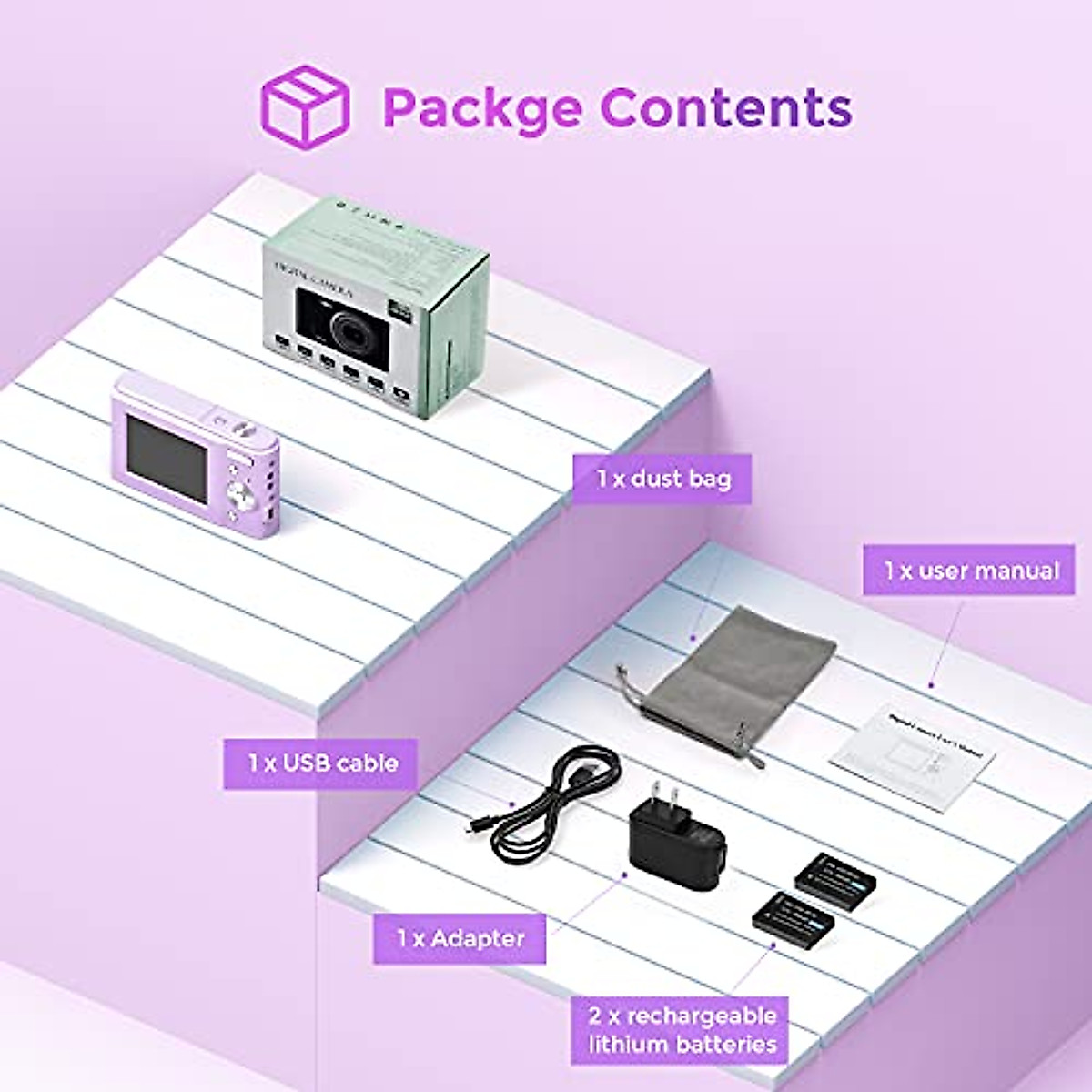 TOBERTO Digital Camera, 1080P HD Vlogging LCD Mini Camera with 16X Zoom 36MP Digital Point and Shoot Camera Video Camera, for Kids Students Beginners Beauty Face