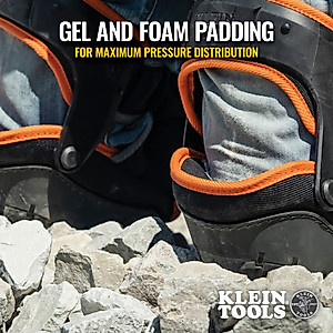 Klein Tools 60491 Hinged Knee Pads, Heavy Duty Gel Foam Protective Knee Pads with Quick-Fasten Buckle and Thigh Strap, Black