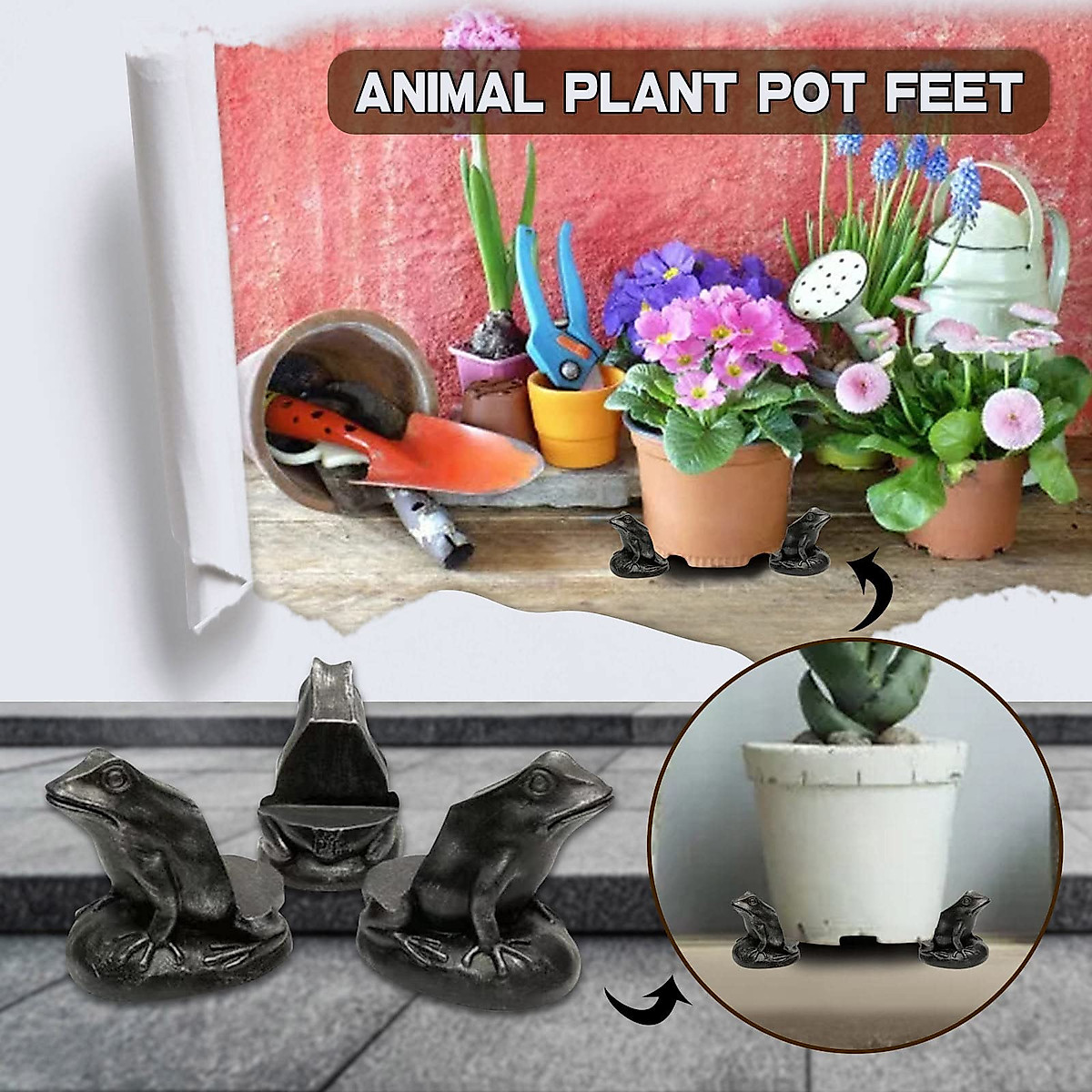 QHYTL 3Pcs Plant Pot Feet Resin Ornament Plant Pot Triangle Support Feet Animal Ornament Indoor Outdoor Plant Bonsai Balcony Terrace Planter Feet Flower Pot Feet Flower Pot Support Ornaments (Turtle)