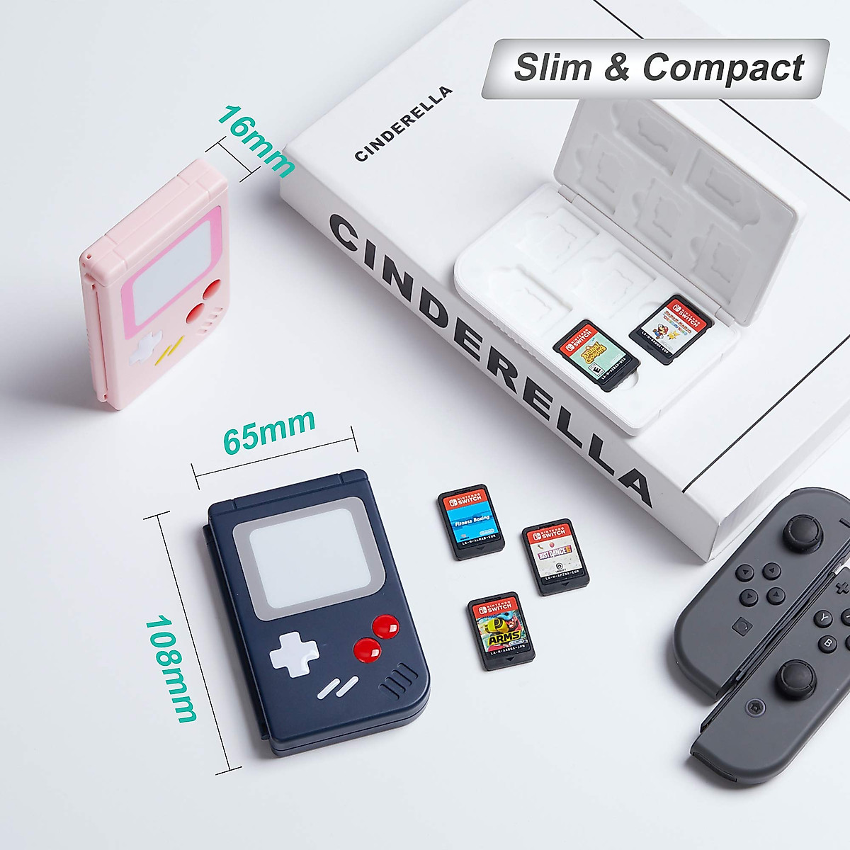 Leyu Smart Game Case for Nintendo Switch & Switch Lite,10 Slot Game Card Storage and 10 Slot SD Memory Card Protective Box, Slim and Portable (Pink)
