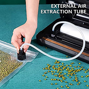 Vaakas Vacuum Sealer Machine with Built-in Cutter and Roll Storage for Food Saver Bags,Food sealer Machine with Dry & Moist Mode and Advanced Air Sealing System with 5 Vacuum Seal Bags &1 Saver Rolls& 1 Air Suction Hose