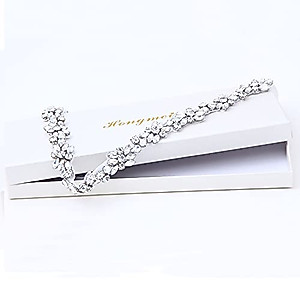 HONGMEI Thin Bridal Belt Rhinestone Wedding Belt Bridesmaid Sash Women Dress Accessories(White)