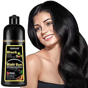 TSSPLUS Professional Black Herbal Hair Color Shampoo - Instant Gray Hair Coverage