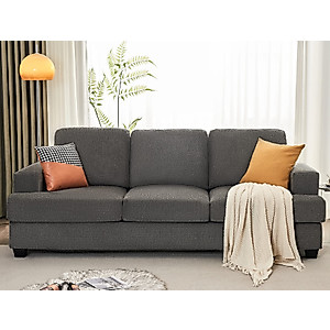 VanAcc 89 Inch Sofa, Comfy Sofa Couch with Extra Deep Seats, Modern Sofa- 3 Seater Sofa Couch for Living Room Apartment Lounge, Grey Chenille