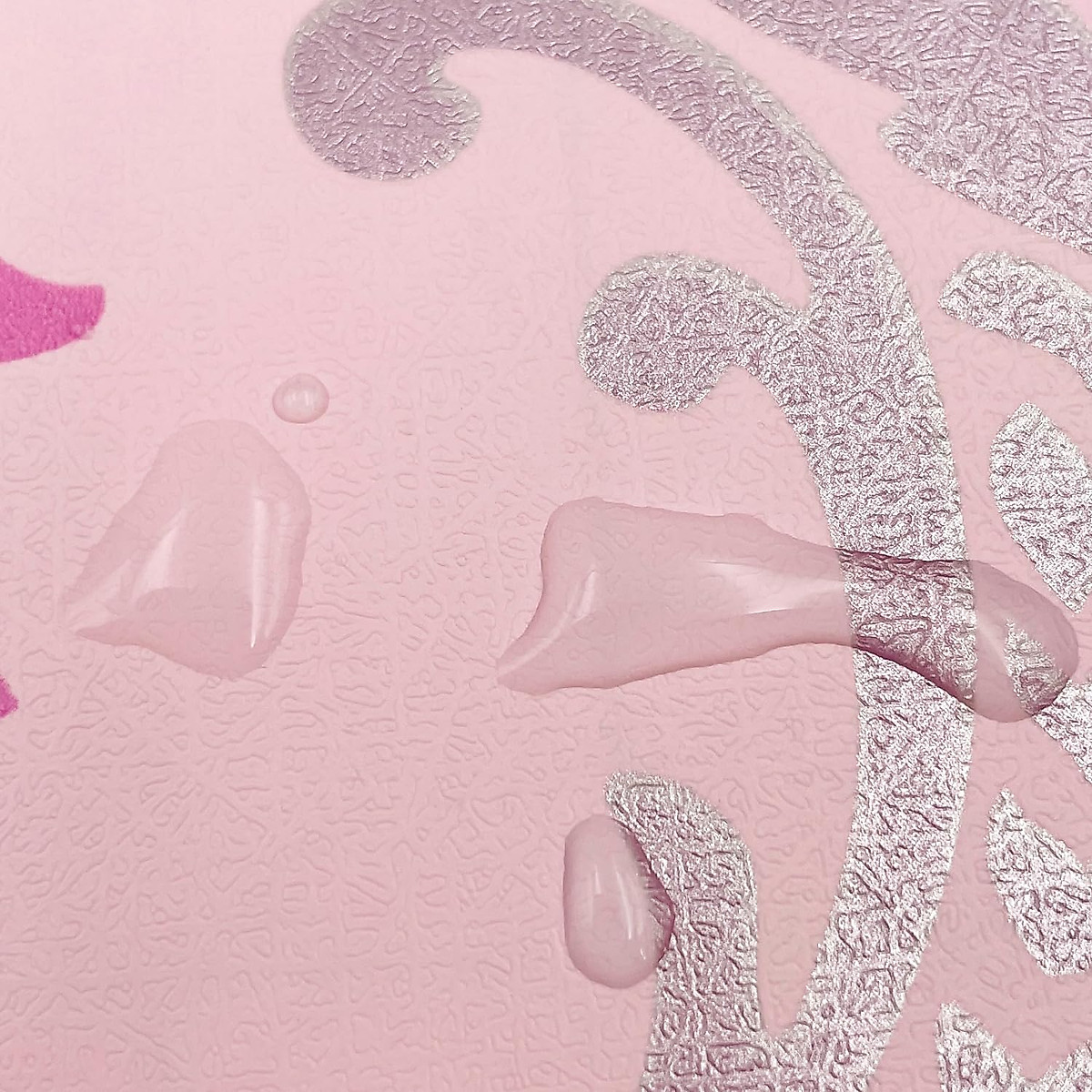 Yifely Vintage Pink Damask Self-Adhesive Shelf Drawer Liner Moisture Proof PVC Mat 45x300cm