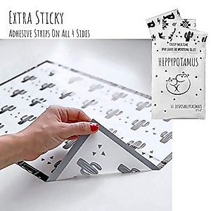 Hippypotamus Disposable Placemats Baby - Pack of 45 BPA Free Table Toppers for Kids and Toddlers - Extra Sticky Travel Mat for Restaurant (Cream/Sage/Blush)