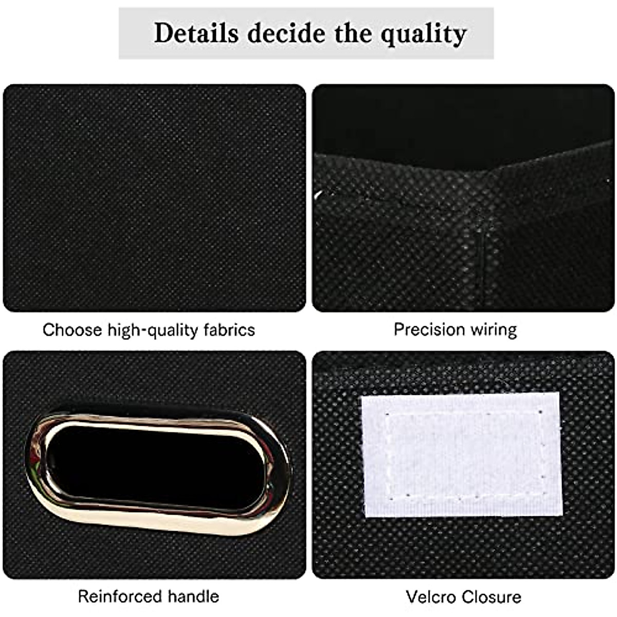 DABEACT Foldable Fabric Storage Cube Bins with Lids collapsible storage bins basket Closet Organizers with Handles for Home ,Storage Boxes for Organizing,3 Pack,(Black)