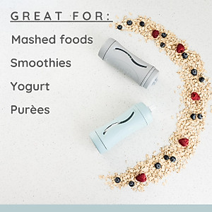 Subo Baby Food Bottle | No Mess Baby Toddler Self Feeder | Squeeze Free Design for Purees, Smoothies, Yogurt, Oatmeal, or Thickened Liquids | Reusable Silicone Washable Cup (Duck Egg Blue)