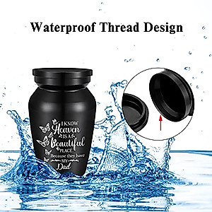 Small Urns for Human Ashes Aluminium Mini Keepsake Urn Butterflies Small Cremation Urns for Ashes Memorial Ashes Keepsake-I Know Heaven is A Beautiful Place Because They Have My Dad