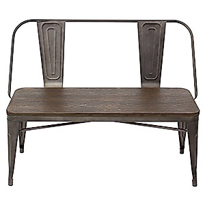 WOYBR Steel, Bamboo Oregon Dining Bench, 18.50" L x 41.50" W x 32.75" H, Antique/Espresso
