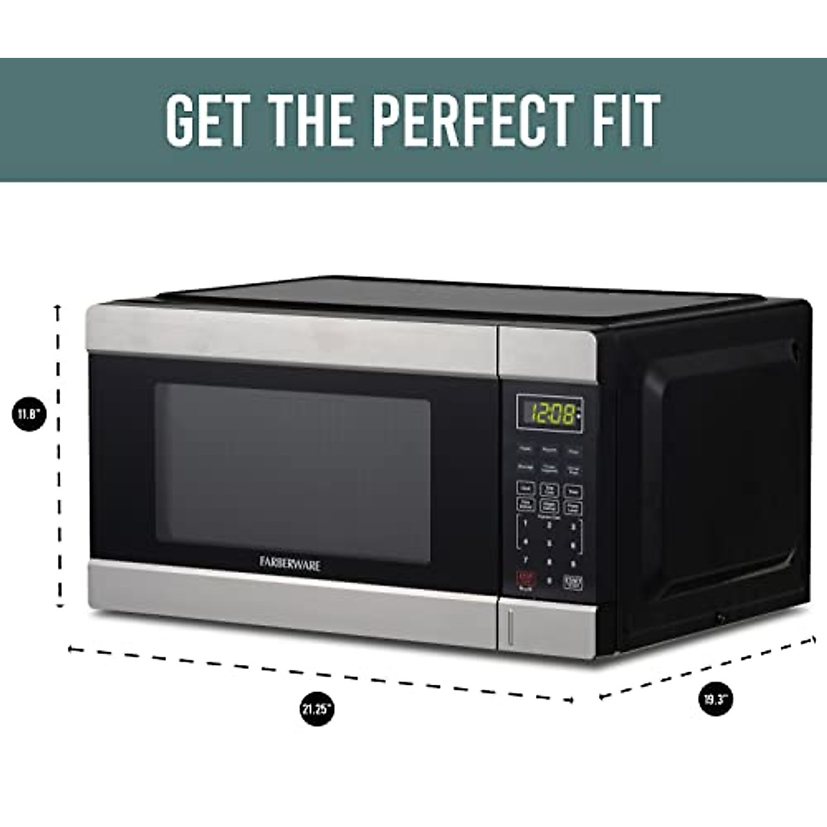 Farberware Countertop Microwave 1100 Watts, 1.3 cu ft - Microwave Oven With LED Lighting and Child Lock - Perfect for Apartments and Dorms - Easy Clean Stainless Steel