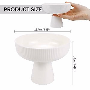 DOERDO Ceramic Footed Bowl Decorative Fruit Holder Dessert Display Tray for Kitchen Decor, 4.9"x3.9"