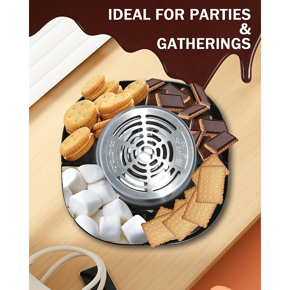 Smores Maker Tabletop Indoor Kit Smores Kit Flameless Electric S'mores Maker Marshmallow Roaster, Movie Night Supplies Housewarming Christmas Gifts 120V