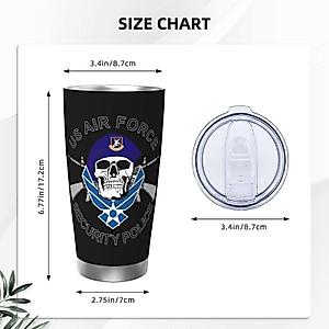 Biaomn Us Air Force Security Police Stainless Steel Tumbler Vacuum Insulated Travel Tumbler With Lid Coffee Mug Car Cup For Home Office Outdoor 20oz