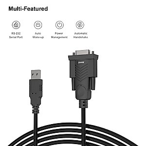BENFEI USB to Serial Adapter, USB to RS-232 Male (9-pin) DB9 Serial Cable, Prolific Chipset, Windows 11/10/8.1/8/7, Mac OS X 10.6 and Above, 1.8M（Not VGA）