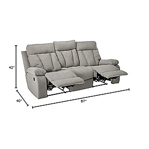 Signature Design by Ashley Mitchiner Contemporary Manual Reclining Sofa with Center Drop Down & Cup Holders, Gray