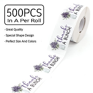 Wailozco Thanks A Bunch Flower Stickers,Thank You Stickers,Handmade Stickers,Small Shop Stickers,Envelopes Stickers for Small Business, Online Retailers,Handmade Goods,500 Labels Per Roll
