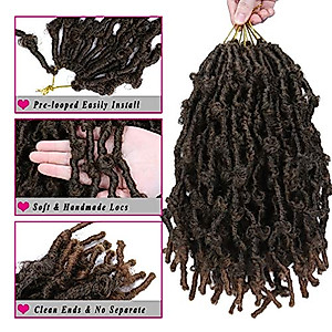 6 Packs Butterfly Locs Crochet Hair 10 Inch Pre-looped Bob Distressed Locs Soft Faux Locs Crochet Braids Butterfly Loc Twist Braiding Hair Synthetic Hair Extensions for Women(12Strands/Pack;T30#)