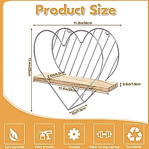 EsLuker.ly Grey Floating Shelf Cute Romantic Heart Floating Shelves Wall Mounted Rustic Metal Wooden Shelves for Nursery Room Bathroom Bedroom Office Decor
