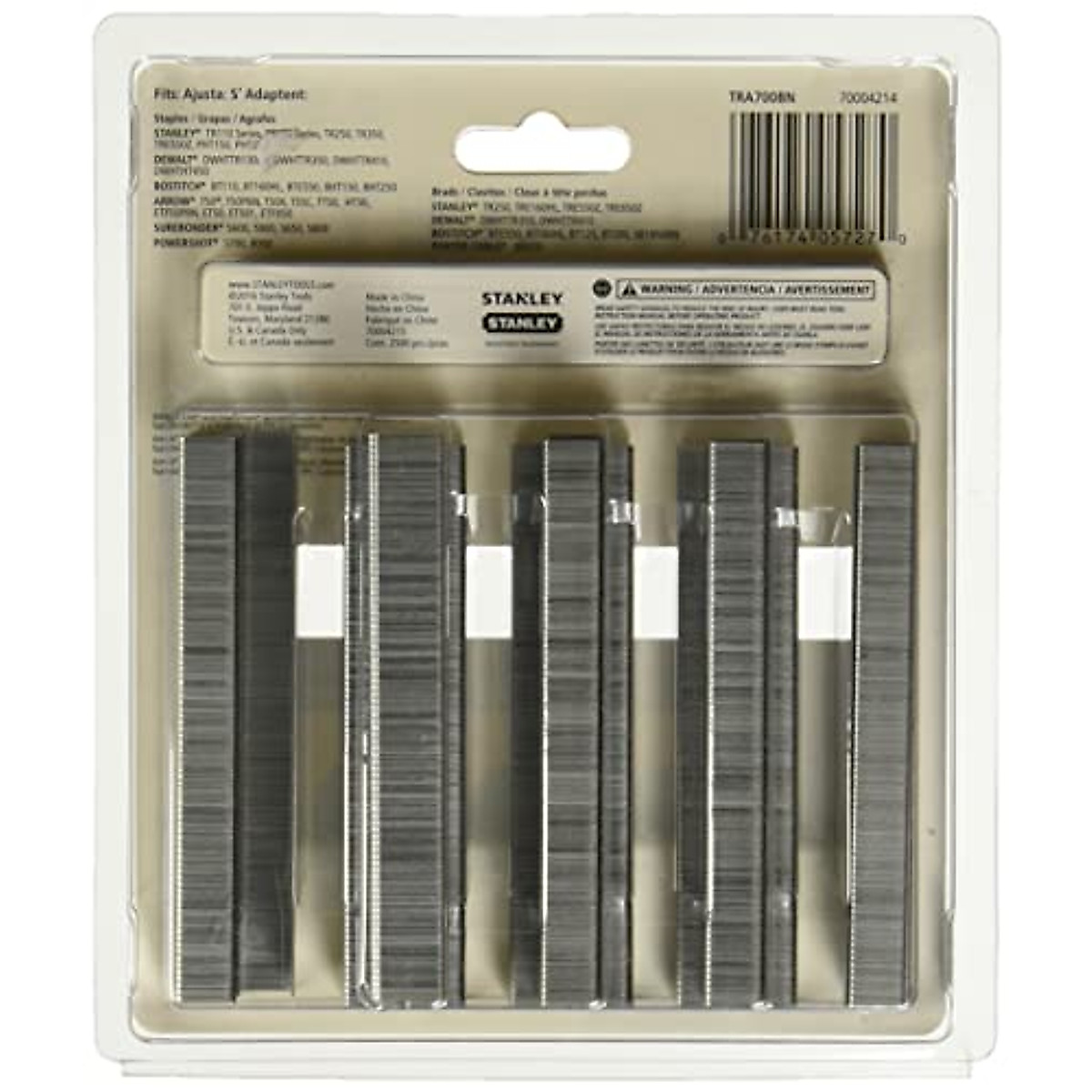 STANLEY Brad Nails, Heavy-Duty Staple and Brad Assortment, 2500-Pack, 18/24 GA (TRA700BN)