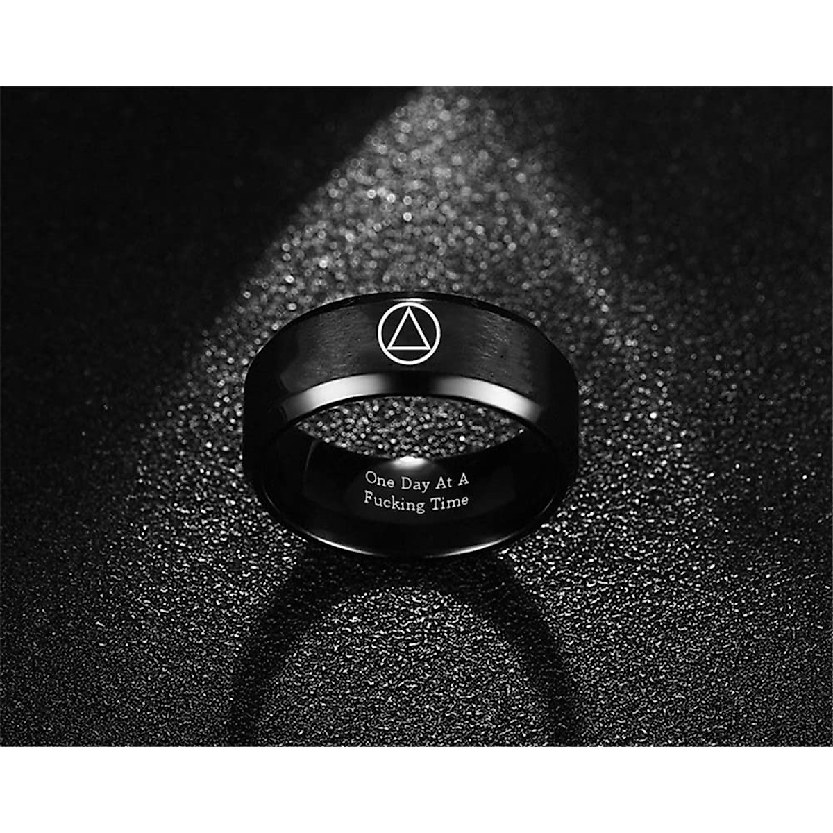 One Day At A Time Sobriety Gifts for Women Men Stainless Steel Sober Recovery Band Ring Inspirational Alcoholics Anonymous Addiction Surgery Recovering Jewelry Gift for Family Friend,Size 8