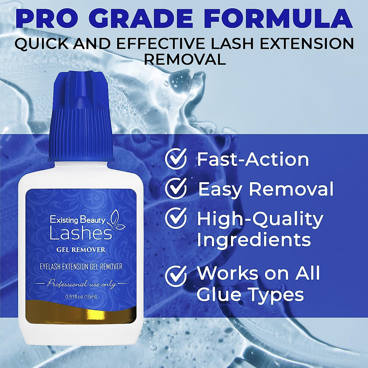 Eyelash Extension Remover and Lash Remover for Lash Extensions - Eyelash Glue Remover Dissolves Eyelash Extension Glue by Existing Beauty Lashes 15 ml