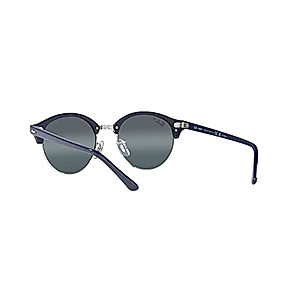 Ray-Ban RB4246 Clubround Round Sunglasses, Blue on Silver/Dark Blue Gradient Mirrored Polarized, 51 mm