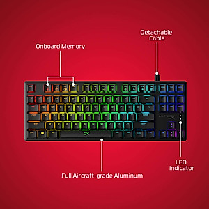 HyperX Alloy Origins Core - Tenkeyless Mechanical Gaming Keyboard & Pulsefire Haste – Gaming Mouse, Ultra-Lightweight, 59g, Honeycomb Shell, Hex Design, RGB, Hyperflex USB Cable