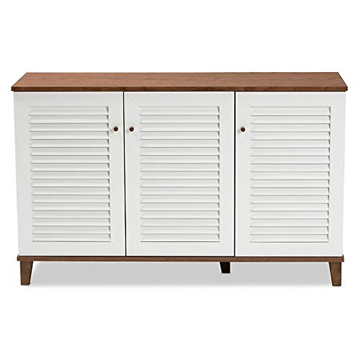 Baxton Studio Coolidge Modern and Contemporary Walnut Finished 8-Shelf Wood Shoe Storage Cabinet
