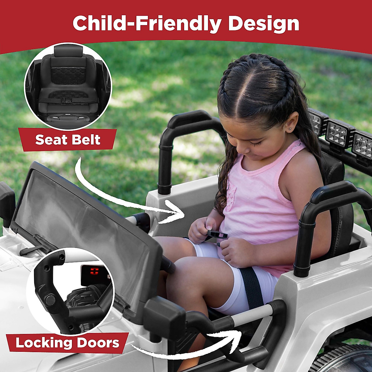 Best Choice Products Kids 12V Ride On Truck, Battery Powered Toy Car w/Spring Suspension, Remote Control, 3 Speeds, LED Lights, Bluetooth - White