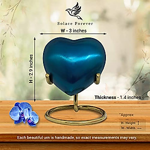 Blue Heart Keepsake Urn - Mini Cremation Urn with Stand & Box - Small Blue Urn for Ashes - Token Urn for Human Ashes or Pet - Honor Your Loved One with a Blue Heart Urn - Perfect Mini Urn Keepsake