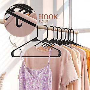 Plastic Clothes Hangers (20, 40, 60, 100 Packs) Heavy Duty Durable Coat and Clothes Hangers | Vibrant Color Hangers | Lightweight Space Saving Laundry Hangers (20 Pack - Black)