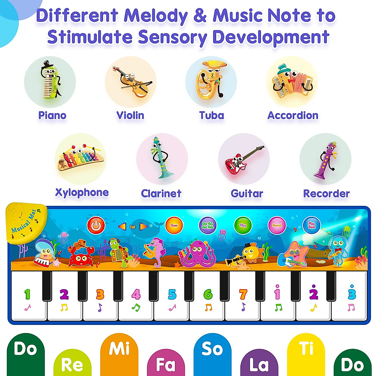 Retruth Toddler Toys Age 1-3, Baby Musical Toys for 12-18-24-36 Months, 1 2 3 Year Old Girls Birthday Gifts, Electronic Dance Mat for Toddler, Musical Touch-Play Baby Toys