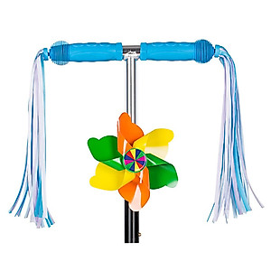 CLISPEED 3 Pair Kids Bicycle Tassel Ribbon Children Scooter Handlebar Streamers Bicycle Grips Ribbon Bike Handlebar Scooter Streamers (Blue-250mm)