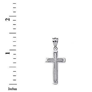 Religious Jewelry 925 Sterling Silver Double Layered Framed Cross Pendant