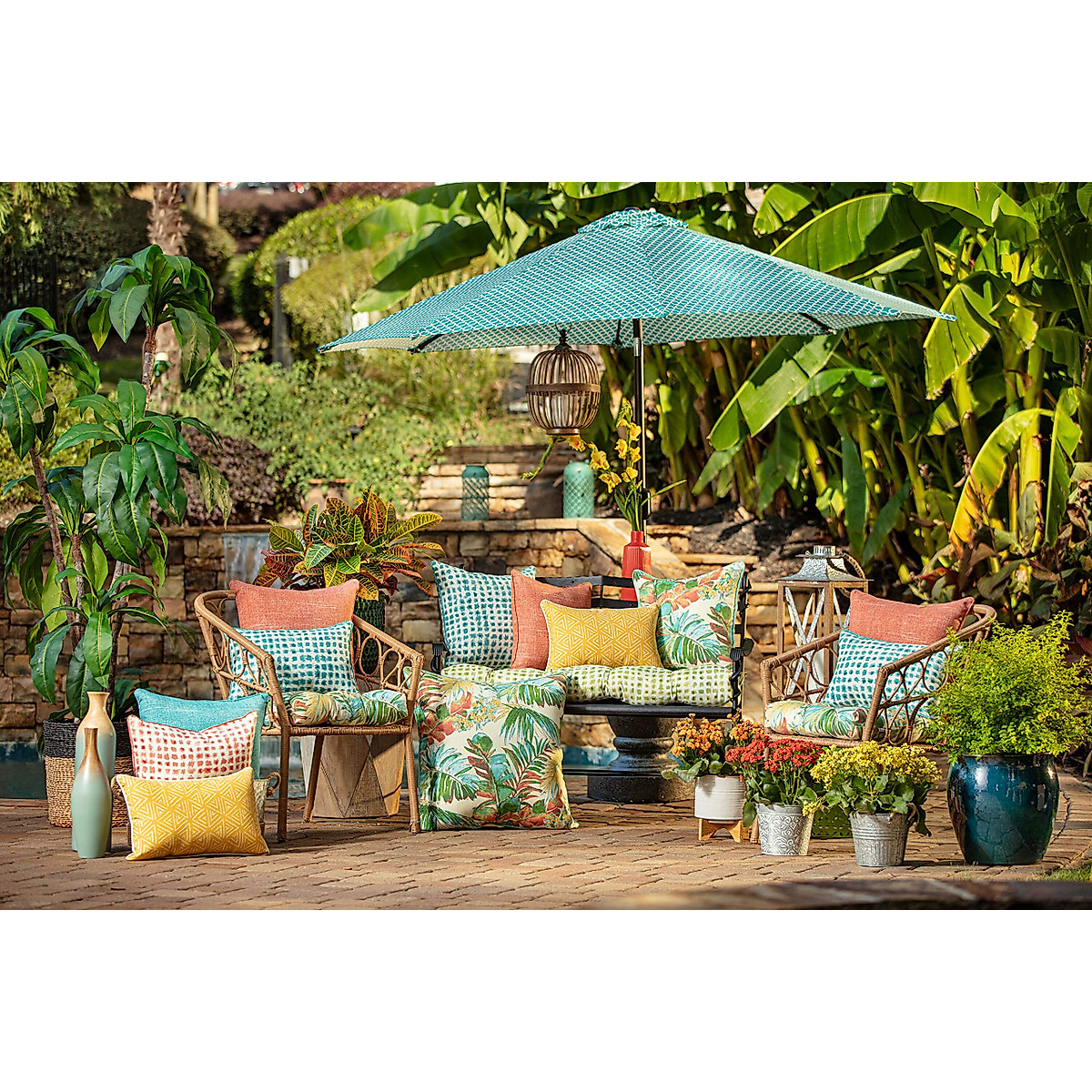 Pillow Perfect Outdoor/Indoor Kuka Canary Bench/Swing Cushion, 44" x 18", Yellow