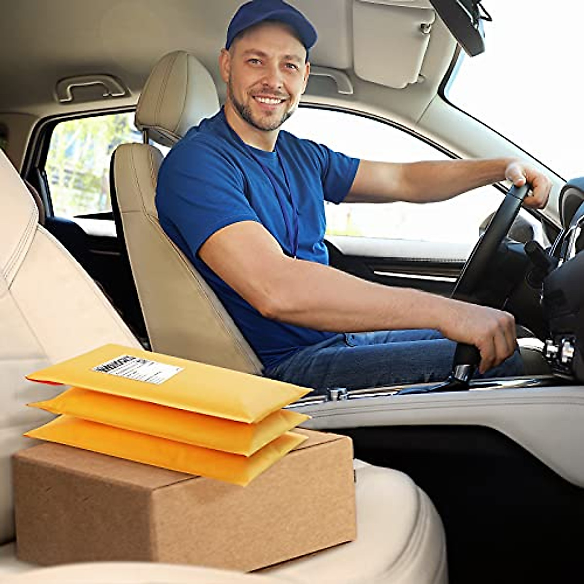 UCGOU Kraft Bubble Mailers 9.5x14.5 Inch 25 Pack Yellow Padded Envelopes #4 Large Mailing Packages Self Sealing Tear Resistant Boutique Bulk Mail Shipping Bags for Clothes Makeup Supplies