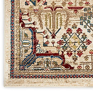 Nourison Revel Floral Ivory 3' x 5' Area -Rug, Easy -Cleaning, Non Shedding, Bed Room, Living Room, Dining Room, Kitchen (3x5)