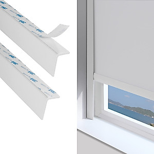 ZSTARR PVC Light Blockers Blackout Light Blockers Side Tracks for Window Shades and Blinds,Side Tracks for Blackout Shades Easy to Instal,Light Blocking Strips for Bedroom (White, 57.5",2Pcs)