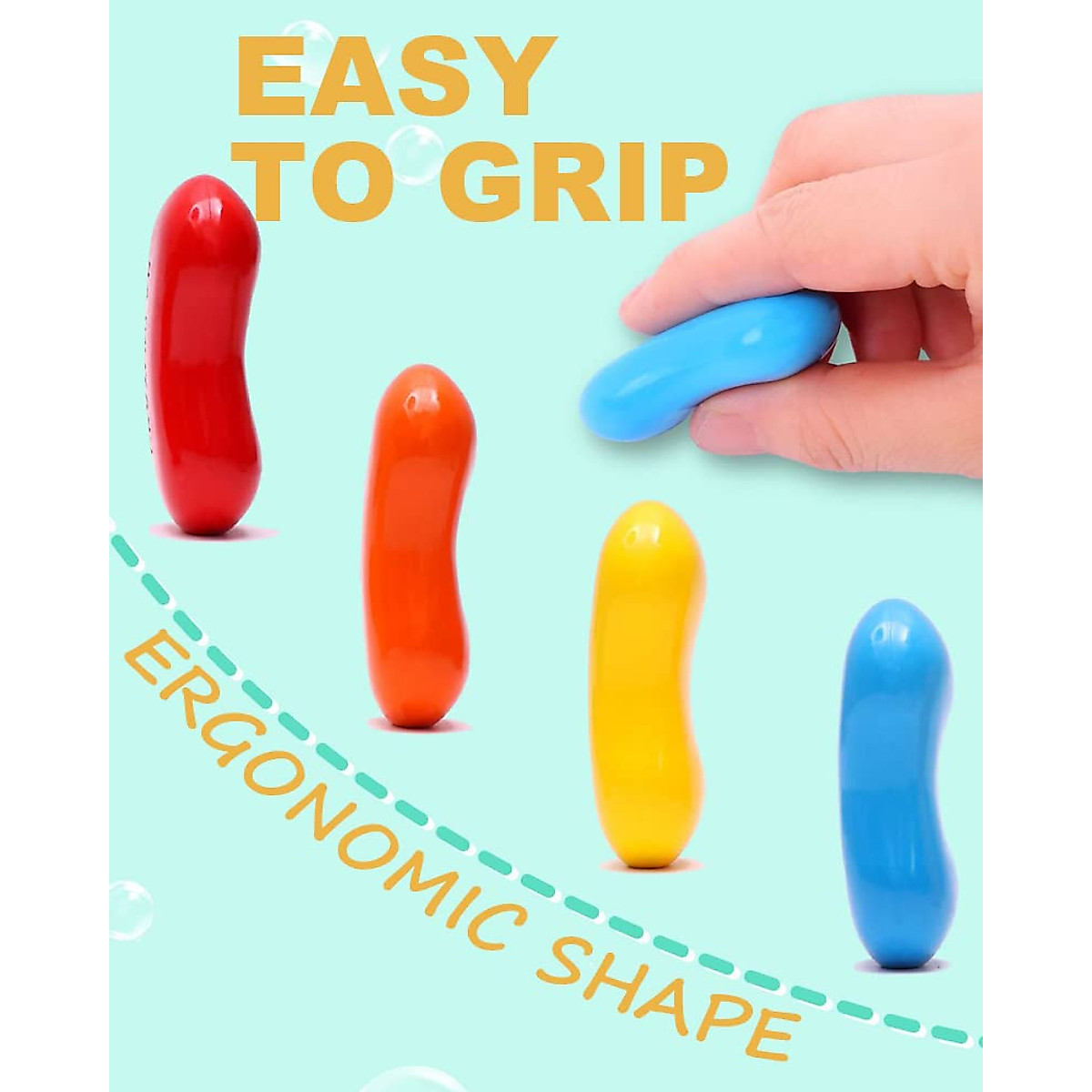 AIERVEN Crayons for Toddlers Palm Grip Jumbo Baby Crayons 24 Colors Washable Non-Toxic Paint Crayons Toys for Kids 3+ (Soap)