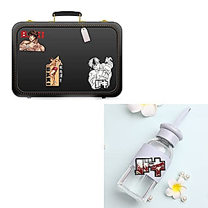 Baki Stickers 63Pcs Japanese Classic Fighting Grappler Animation Baki Stickers Vinyl Waterproof Stickers for Water Bottles Laptops Computers Phone Cases Guitars Decoration