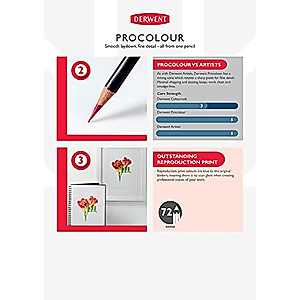 Derwent Colored Pencils, Procolour Pencils, Drawing, Art, Metal Tin, 72 Count (2302508)