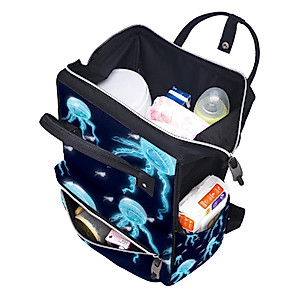 Underwater Creatures Jellyfish Ghost Diaper Bag Backpack Baby Nappy Changing Bags Multi Function Large Capacity Travel Bag