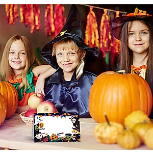 Halloween Table Place Cards - Halloween Party Food Tent Cards - Editable Fall Pumpkin Table Name Card for All Occasions - Autumn Themed Baby Shower, Bridal Shower Decorations(06)