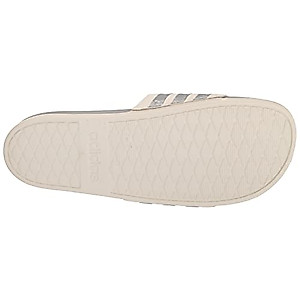 adidas Women's Adilette Comfort Slides Sandal, Chalk White/Chalk White/Matte Silver, 7