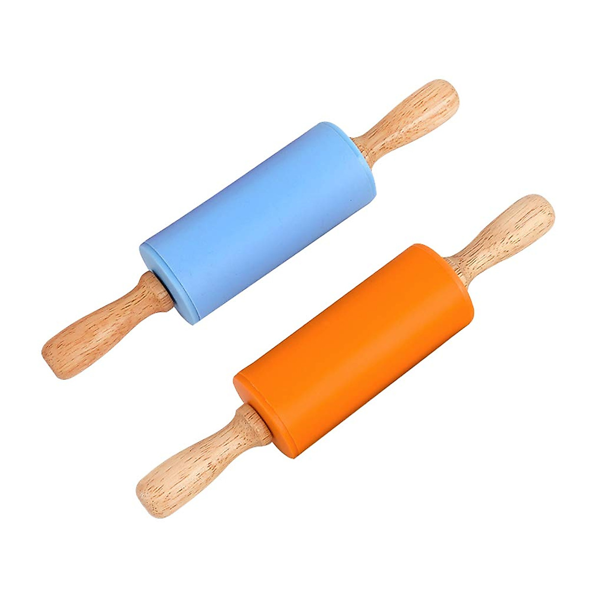 Koogel 9 Inch Mini Rolling Pin, 2 PCS Wooden Handle Rolling Pin for Kids Dough Rollers for Baking supplies Home Kitchen