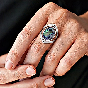 AeraVida Vintage Two in One Flip Abalone Shell and Mother of Pearl Oval .925 Sterling Silver Ring | Statement Fashion | Classic Jewelry Gift All Occasions |Size 8